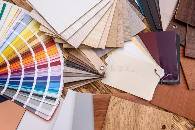 Color Swatch with Plywood Sampler Close Up Stock Photo - Image of ...