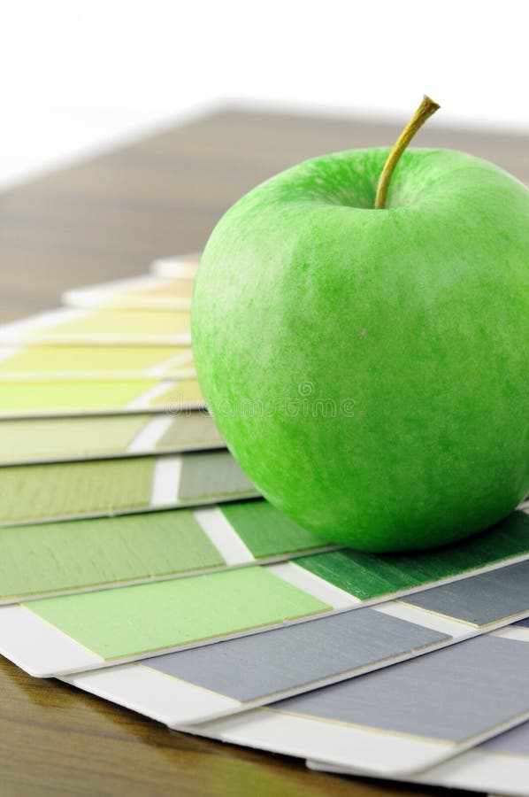 Color Swatch on a Table with Apple Stock Photo - Image of design, guide ...