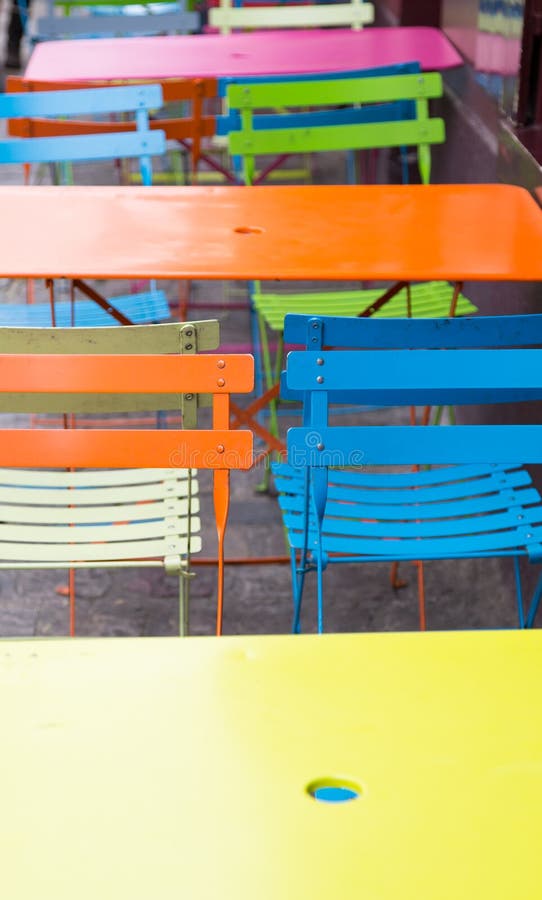 Color tables stock image. Image of europe, outside, hotel - 56586749