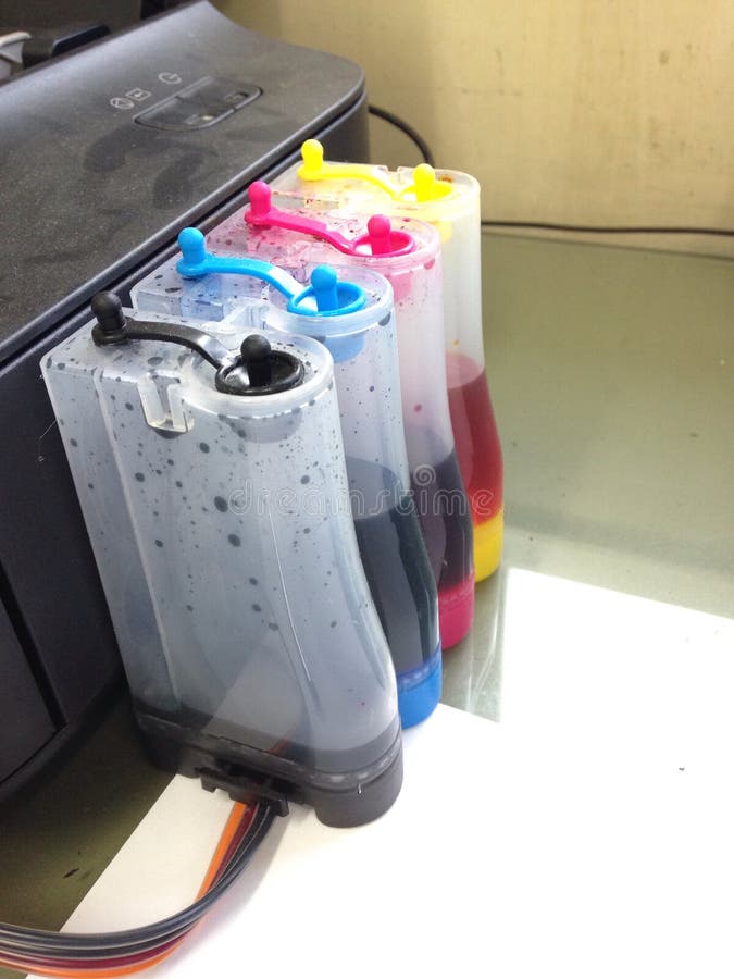 Color Tank on Inkjet Printer with Installed on the Outside of the ...