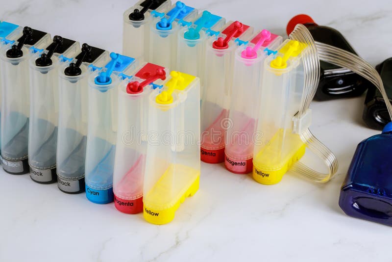 Color Tank on Inkjet Printer Stock Photo - Image of print, cartridge ...