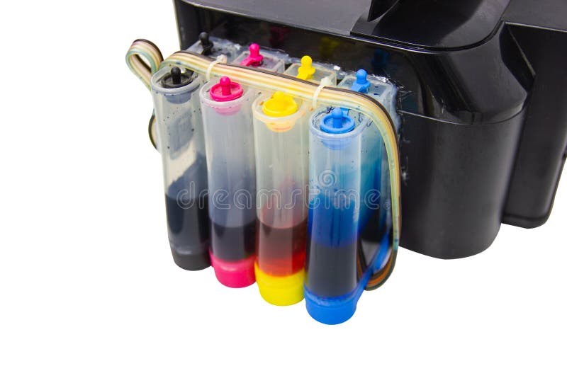 Color Tank on Inkjet Printer with Installed on the Outside of the ...