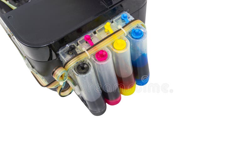 Color Tank on Inkjet Printer with Installed on the Outside of the ...