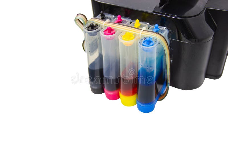 Color Tank on Inkjet Printer Stock Photo - Image of print, cartridge ...