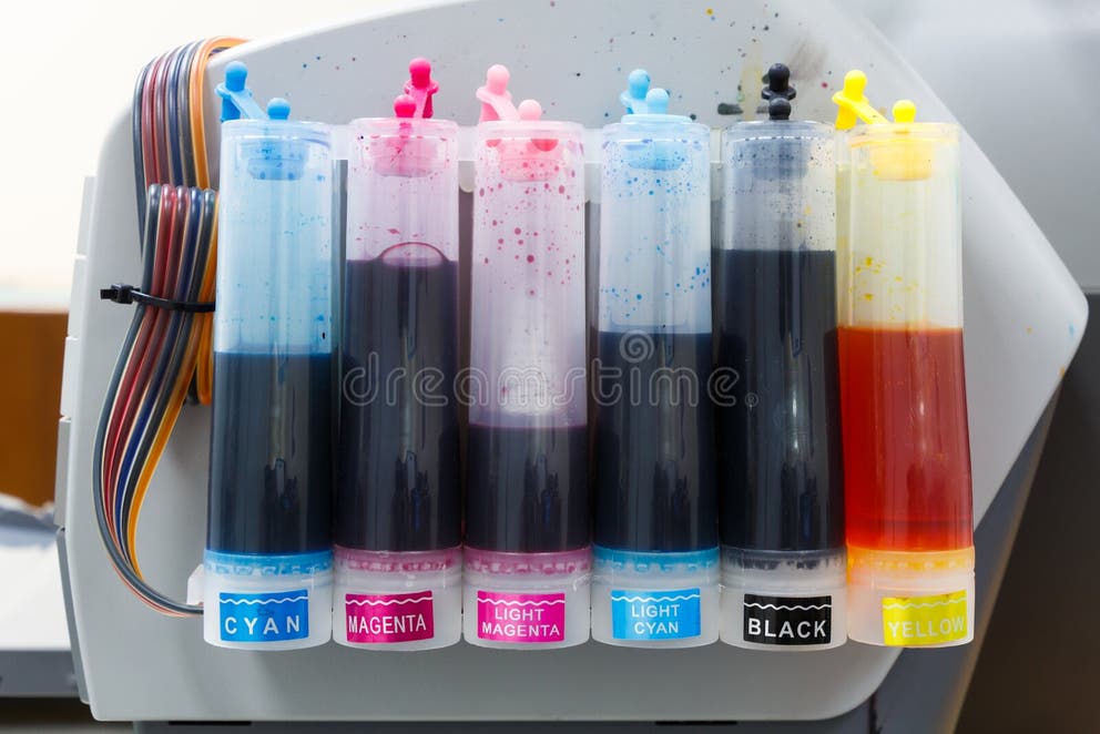Color Tank on Inkjet Printer Stock Photo - Image of equipment, supply ...