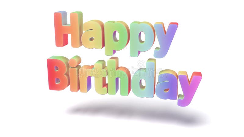Color Text Happy Birthday on White 3d Stock Illustration - Illustration ...