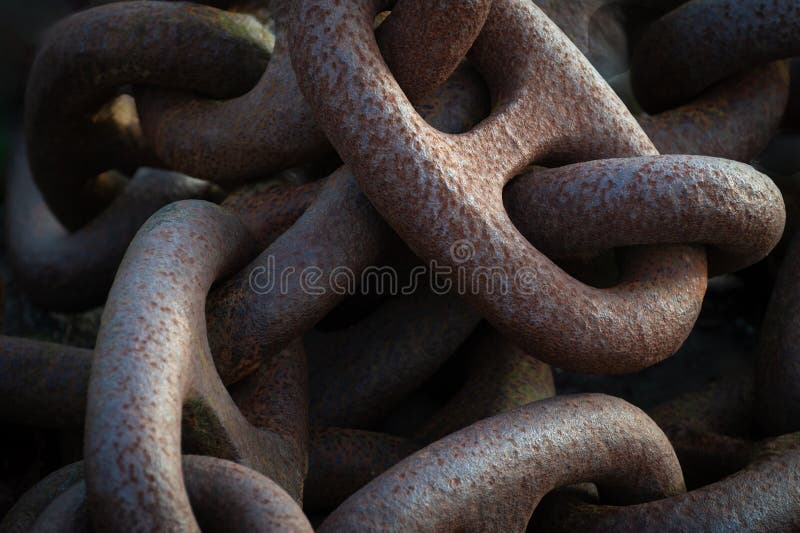 Graphic Detail Shot of a Rusty Anchor Chain. Stock Image - Image of ...