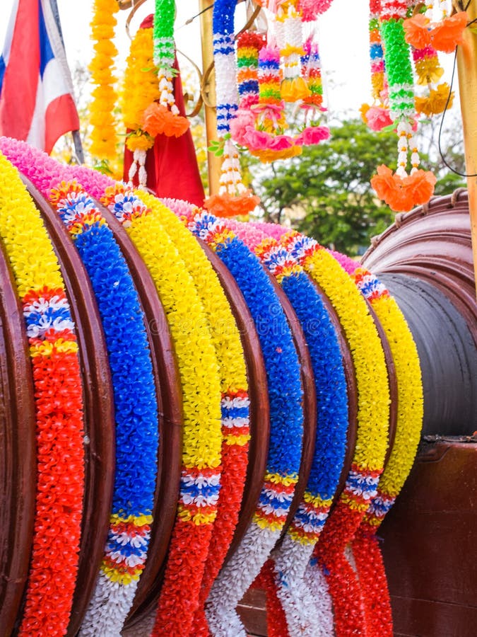 Color Thai plastic garland stock photo. Image of worship - 54681228