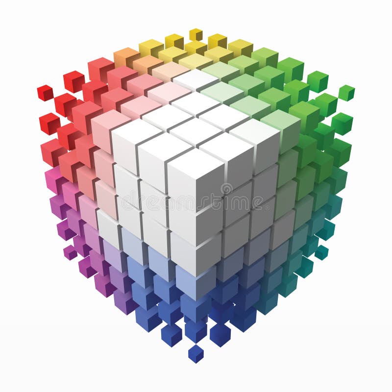Color Theory Cube with Small Cubes on Corners. 3d Style Vector ...