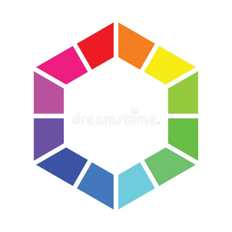 Color Theory Illustration Design, 12 Rainbow Colors in Hexagon Shape ...