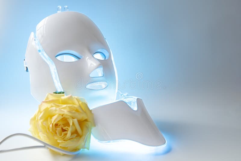 Color Therapy Mask Glowing Blue with Rose Stock Photo - Image of flower ...