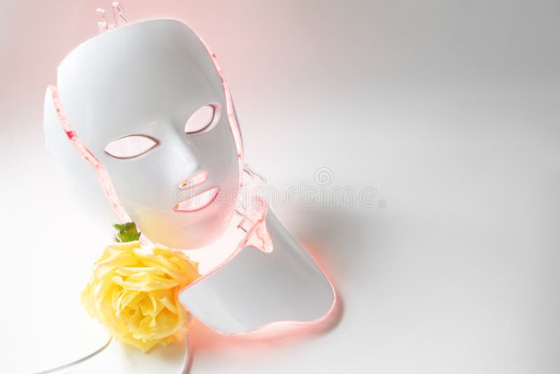Color Therapy Mask Glowing Pink with Rose Stock Image - Image of ...
