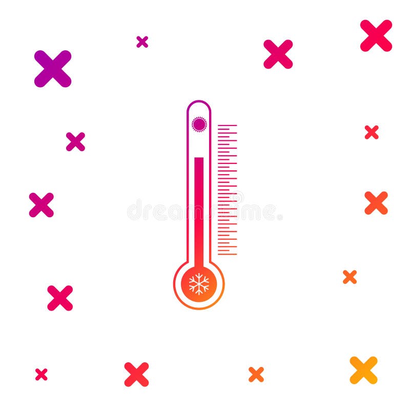 Color Thermometer with Scale Measuring Heat and Cold, with Sun and ...