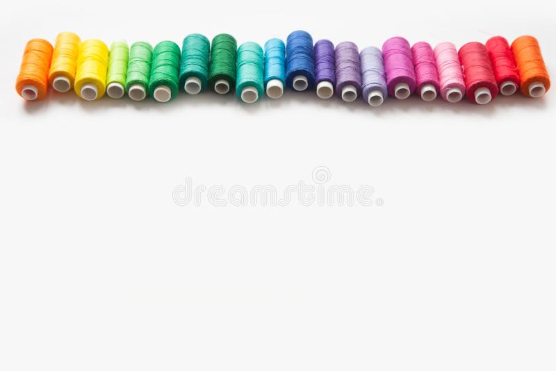 Color Thread for Sewing. White Background Stock Image - Image of dots ...