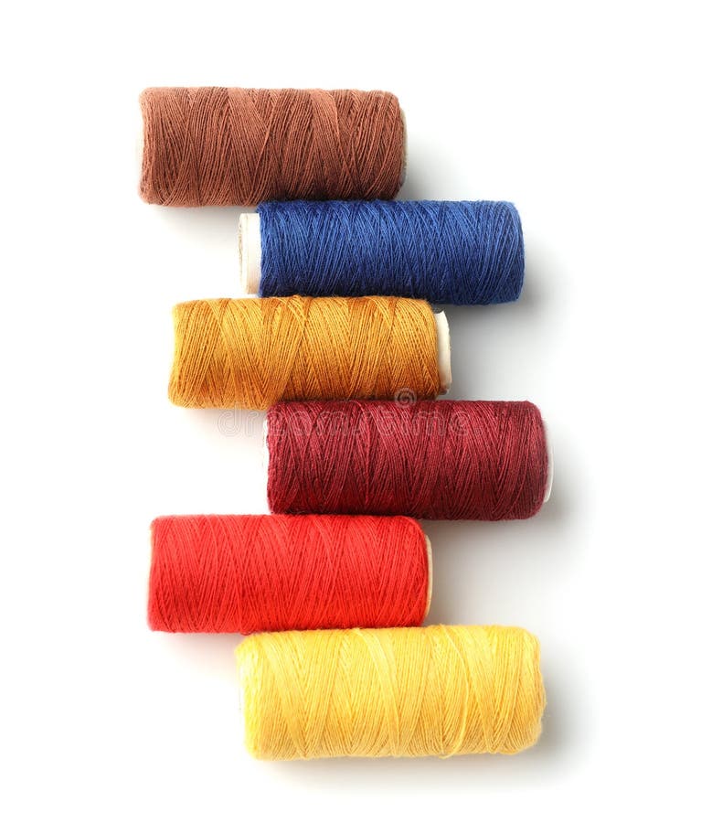 Color Threads on White Background Stock Photo - Image of seamstress ...