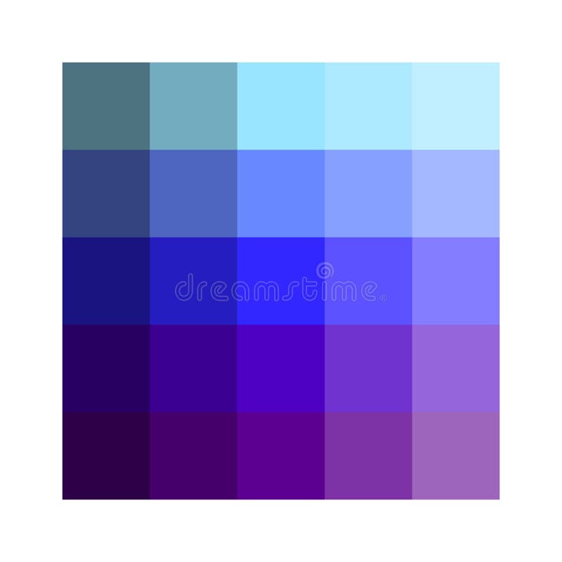 Color Tile Palette. Cool Tone Blocks. Blue Violet Gradient. Vector ...