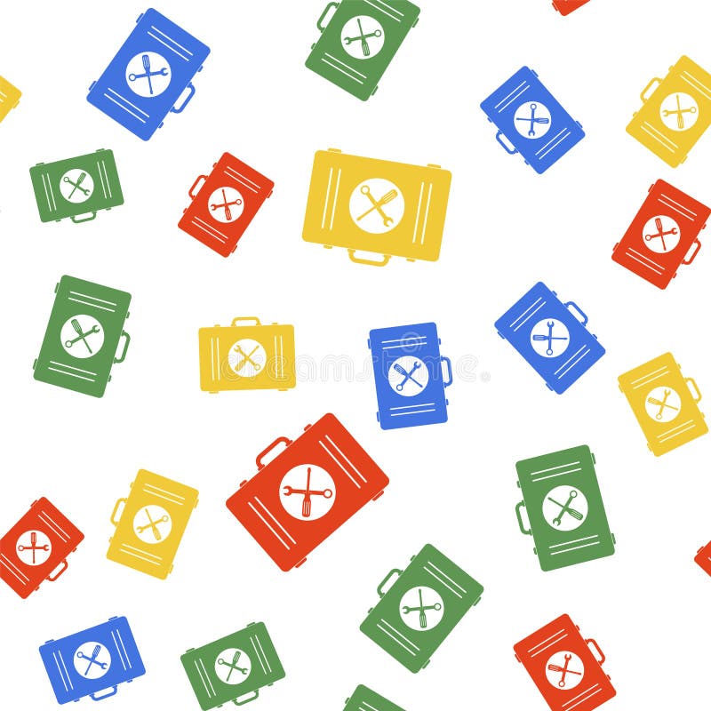 Color Toolbox Icon Isolated Seamless Pattern on White Background. Tool ...