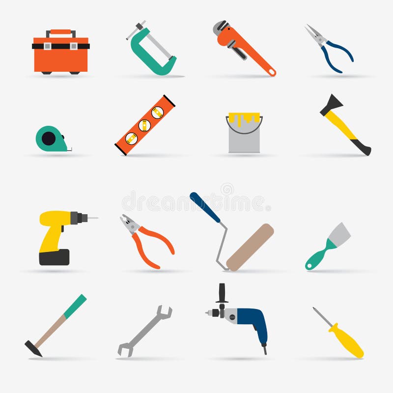 Color Tools for Repair and Home Improvement. Vector Illustration Stock ...