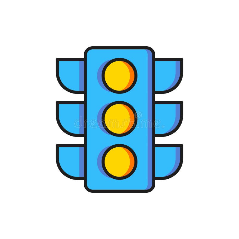 Color Traffic Light Icon Isolated on White Background. Flat Filled ...