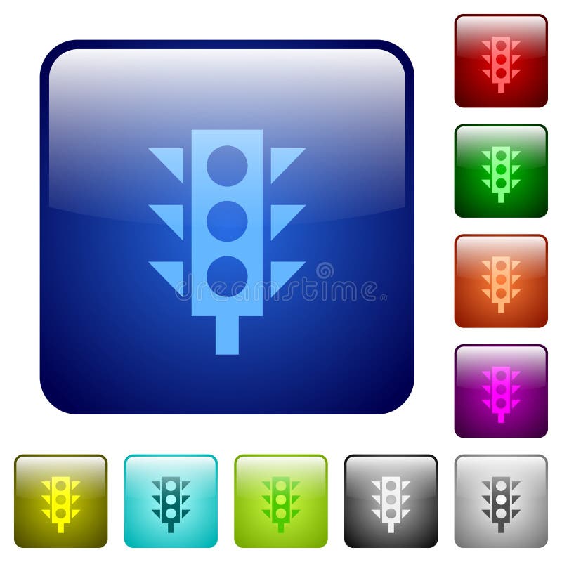 Color Traffic Light Square Buttons Stock Illustration - Illustration of ...