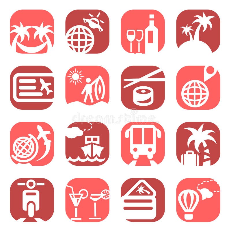 Big travel icons set stock vector. Illustration of palm - 31053256