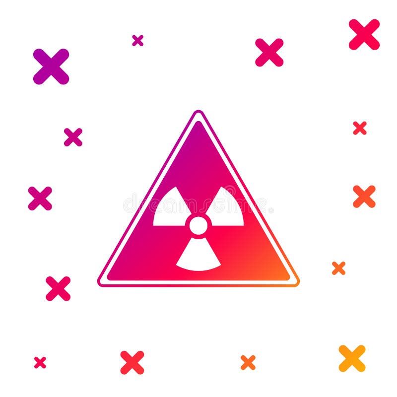 Color Triangle Sign with Radiation Symbol Icon Isolated on White ...