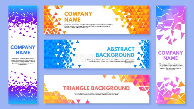 Color Triangles Banner. Abstract Triangulation Elements Background ...