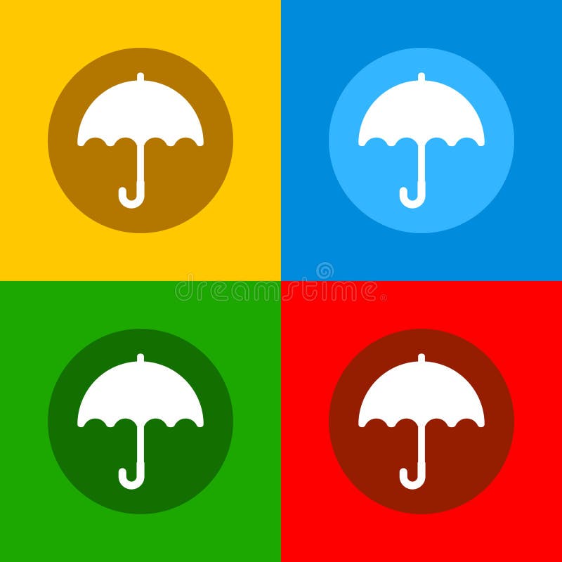 Color Umbrella Icons Set in Flat Design Style. Stock Vector ...