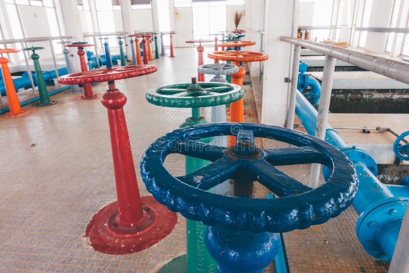 Color Valves at Water Treatment Plant Stock Image - Image of business ...