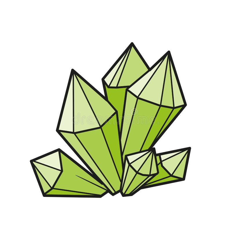 Color Variation Magic Crystals of Quartz for Coloring Page on a White ...