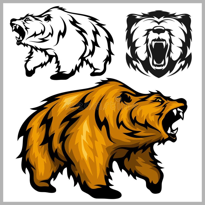 Polar Bear Head - Black and White Vector Illustration Stock Vector ...