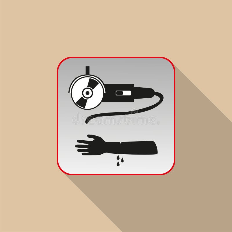 Injury when Working with a Cutting Machine. Conditional Sign. Vector ...