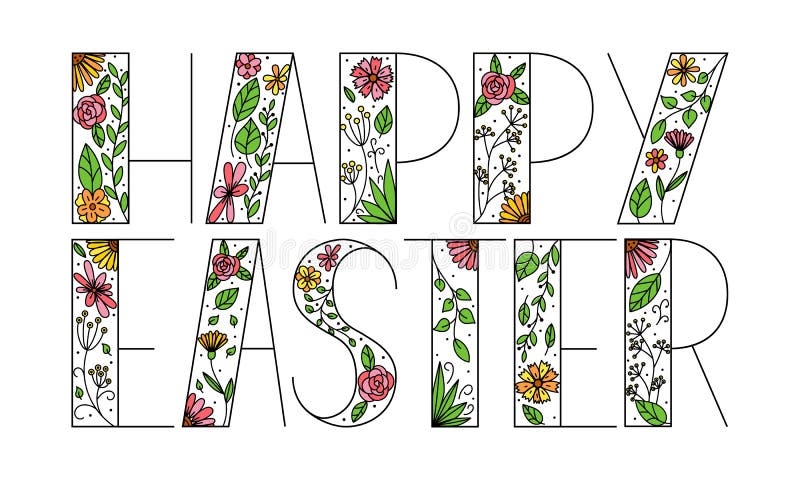 Color Vector Illustration with the Words Happy Easter. Rectangular Form ...