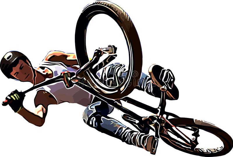 Color Vector Image of a Cyclist on BMX Performing Extreme Stunts Stock ...