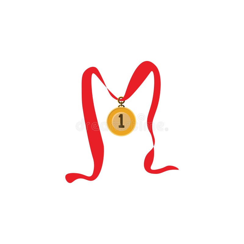 Vector Image. Gold Medal on the Red Ribbon Stock Vector - Illustration ...