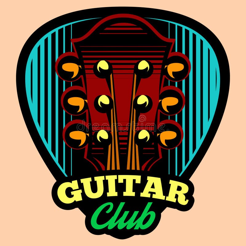Color Vector Image with the Top of Guitar. Templates for Guitar Club ...