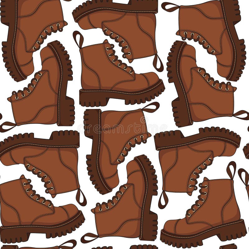 Color Vector Seamless Pattern with Brown Boots. Stock Vector ...