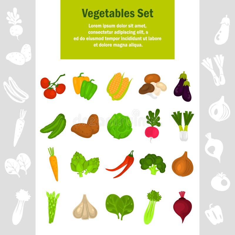 Color Vegetables Icons Set for Web and Mobile Design Stock Illustration ...