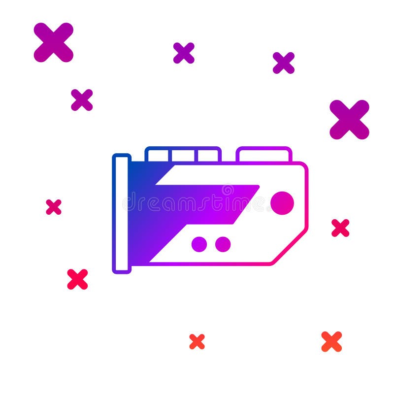 Color Video Graphic Card Icon Isolated on White Background. Gradient ...