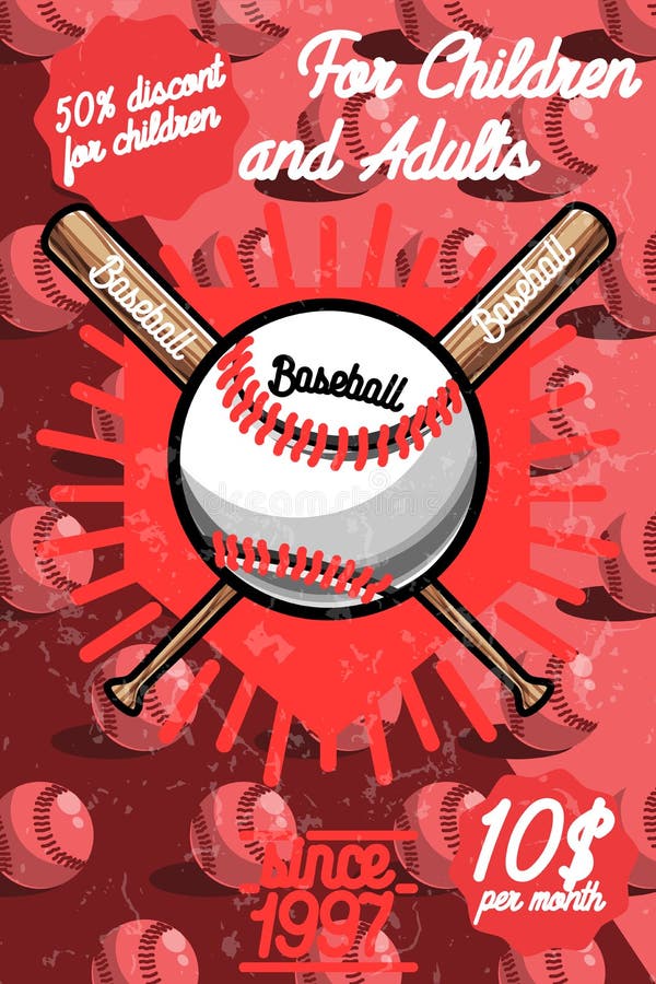 Color Vintage Baseball Poster Stock Vector - Illustration of hard ...