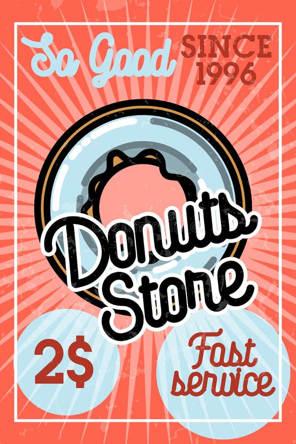 Vintage Donuts Poster. stock vector. Illustration of lettering - 29713595 Vintage Donuts Poster. stock vector. Illustration of lettering - 29713595
