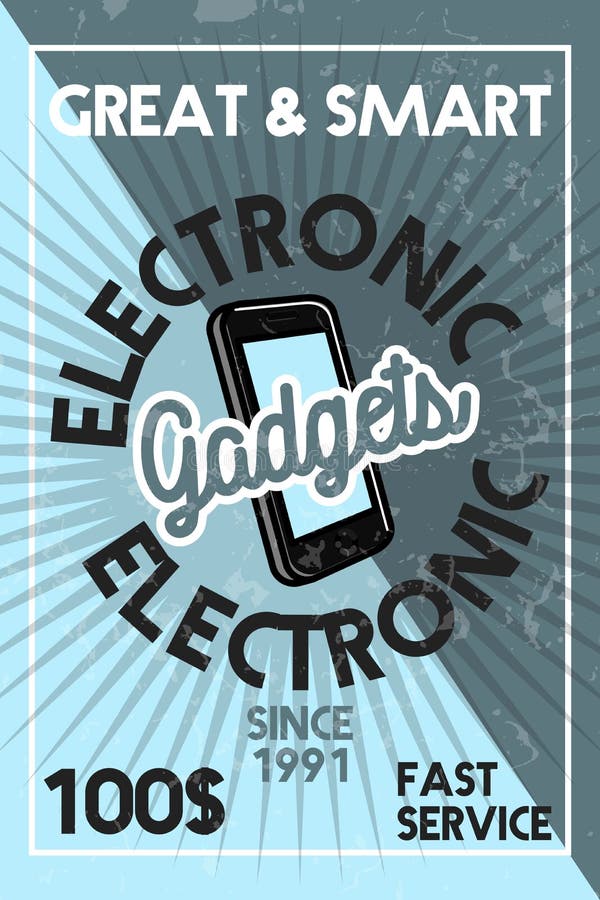 Color Vintage Electronic Gadgets Banner Stock Vector - Illustration of ...