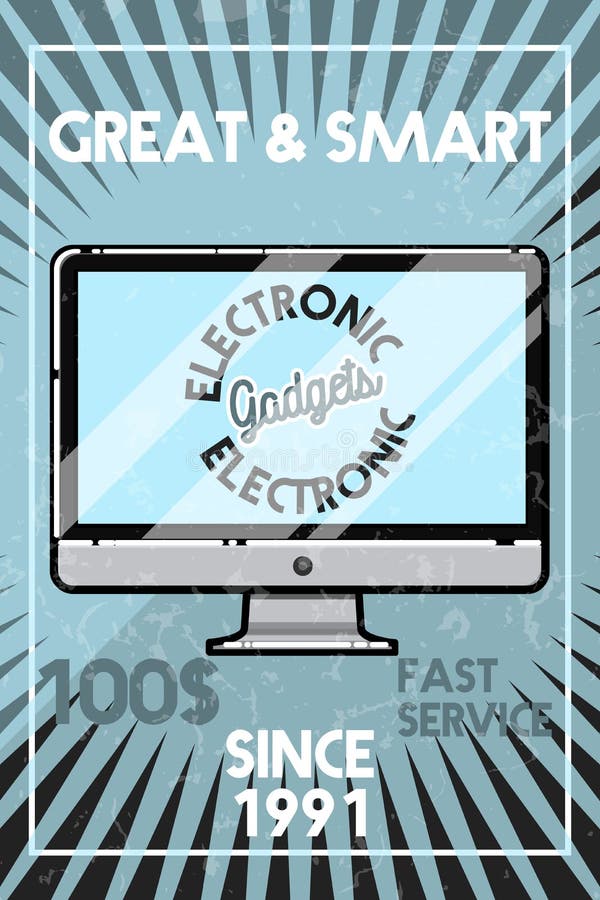 Color Vintage Electronic Gadgets Banner Stock Vector - Illustration of ...