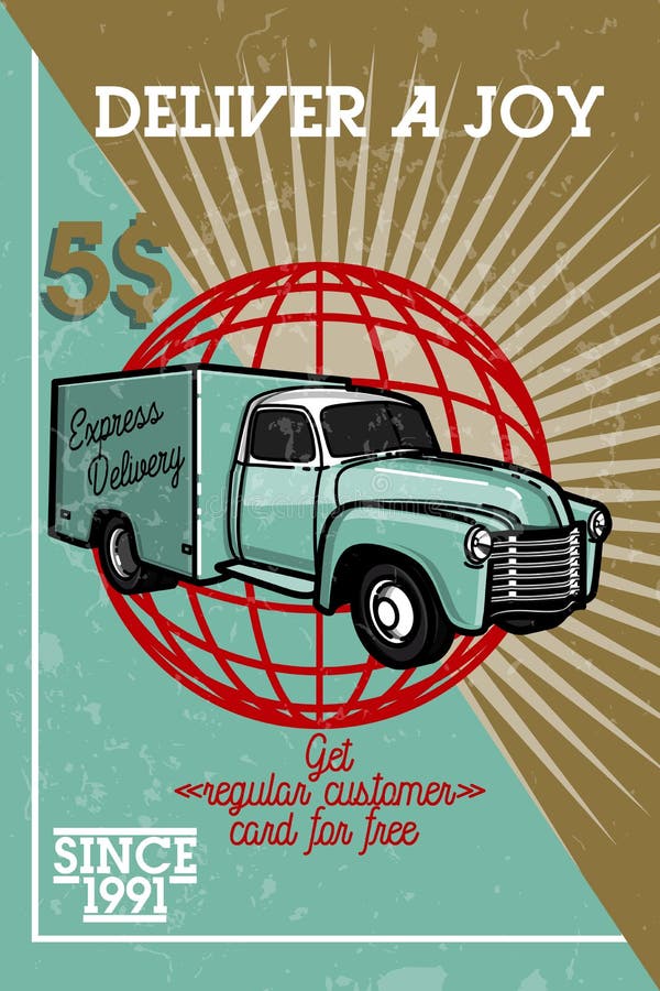 Color Vintage Express Delivery Banner Stock Vector - Illustration of ...