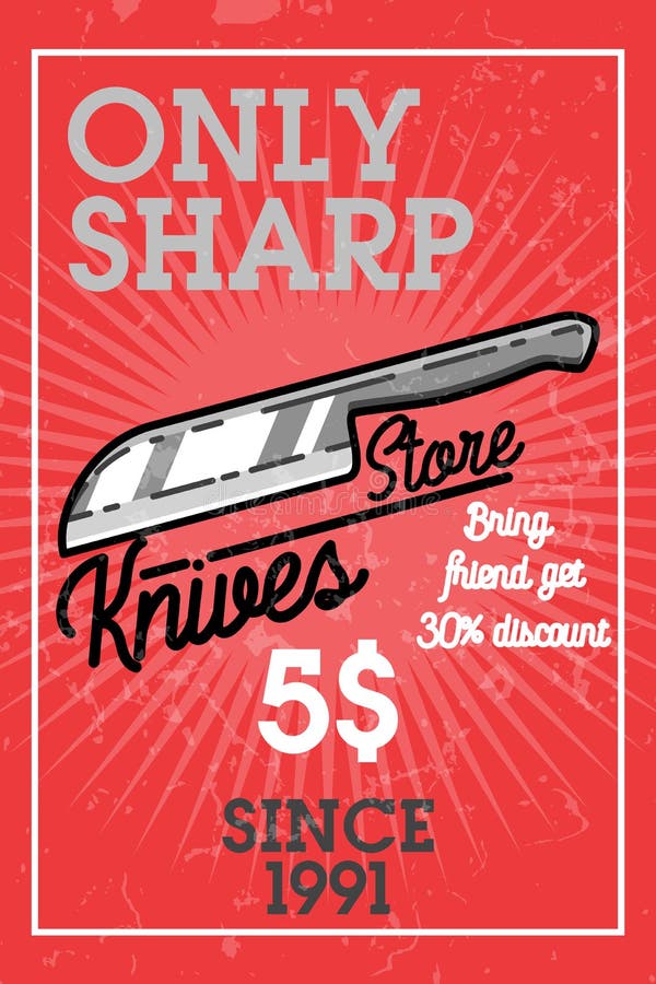 Color Vintage Knives Store Banner Stock Vector - Illustration of cook ...