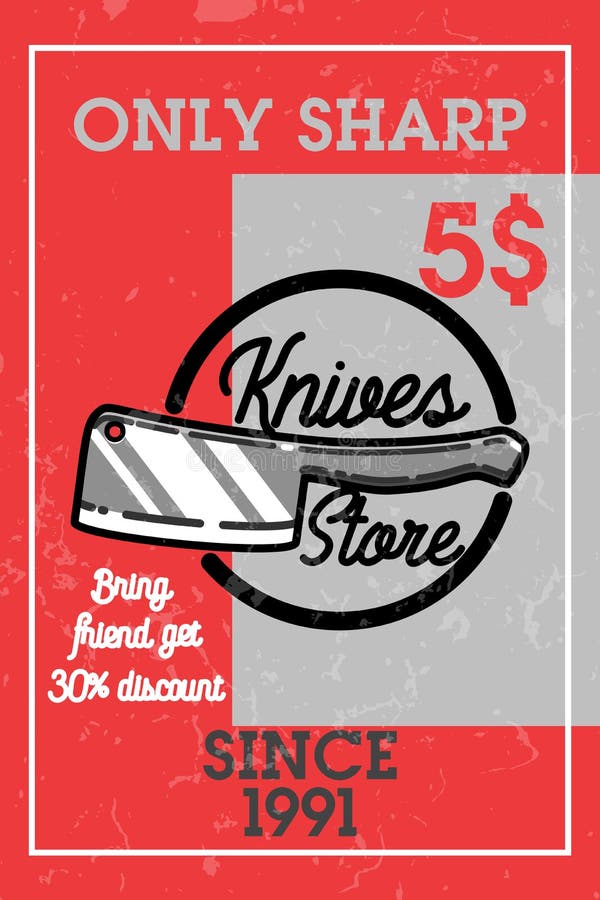 Vintage Knives Store Emblems Stock Vector - Illustration of butcher ...