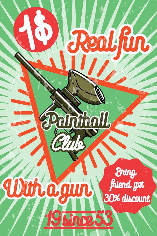 Color Vintage Paintball Poster Stock Vector - Illustration of banner ...