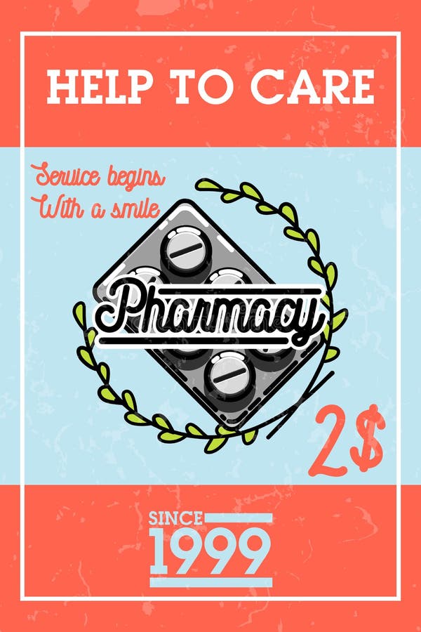 Color Vintage Pharmacy Banner Stock Vector - Illustration of crest ...