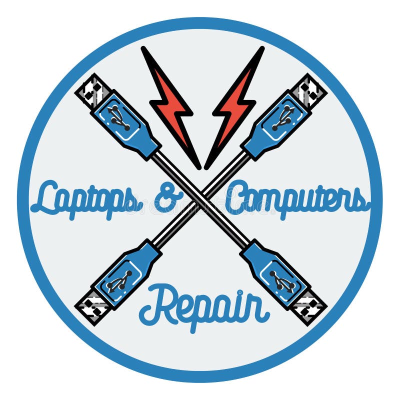 Color Vintage Repair Computers and Laptops Emblem Stock Vector ...