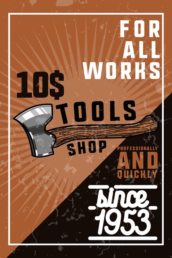Color Vintage Tools Shop Banner Stock Vector - Illustration of flat ...